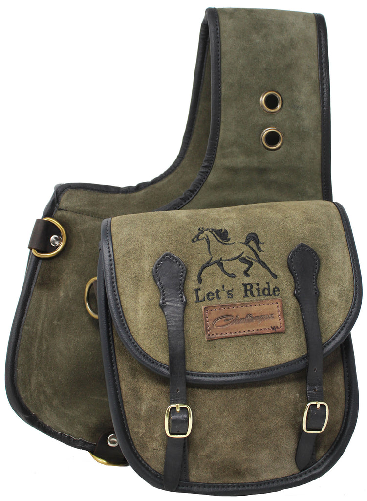 Horse Challenger Western Trail Riding Saddle Suede Leather Cantle Bag