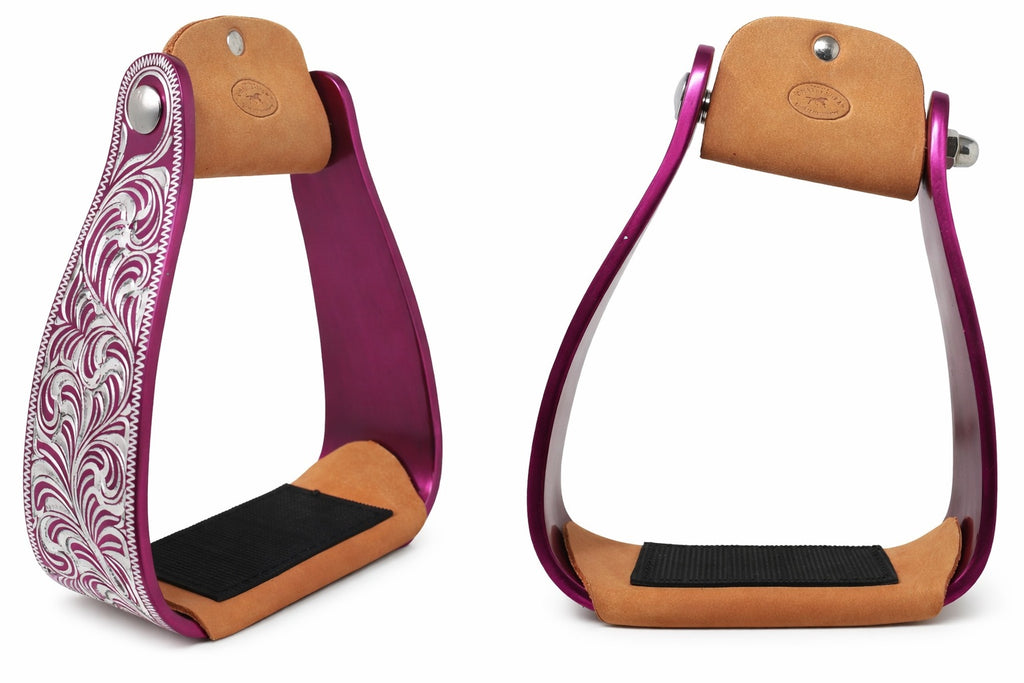 Horse Western 5" Slanted Offset Angled Engraved Aluminum Show Stirrups ...