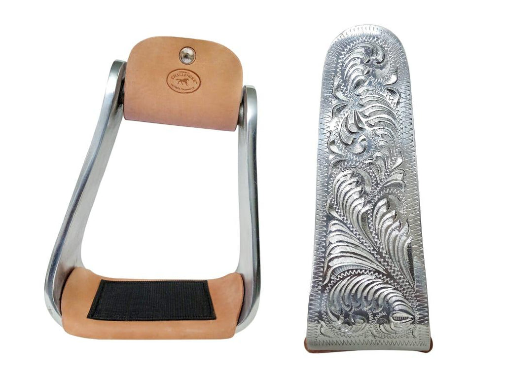 Horse 5" Wide Western Saddle Engraved Aluminum Angled Slanted Bell Sti ...