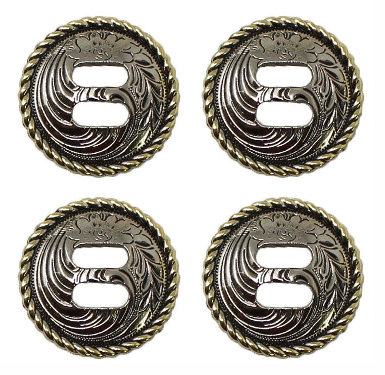 Set of 4 Slotted 1-1/2" Western Slotted Conchos Saddle Bridle Bag Tack ...