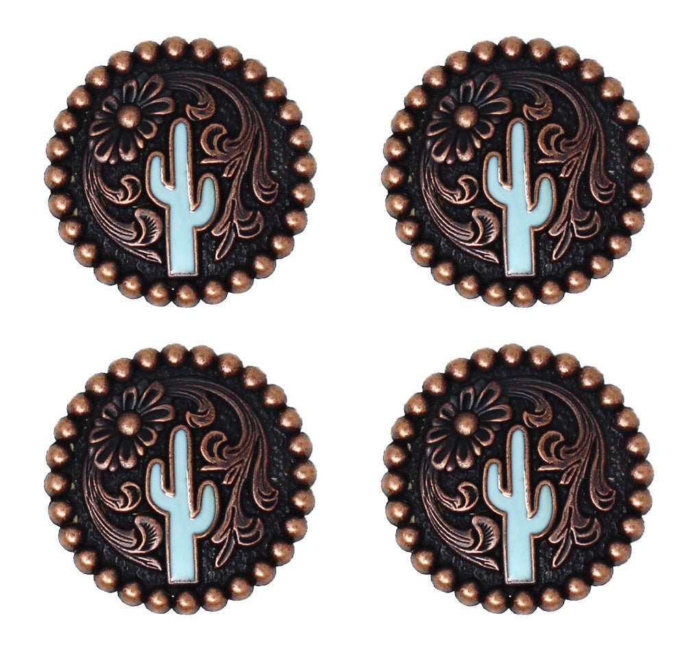 Set of 4 Screw Back Cactus Conchos Western Saddle Bridle Tack Bags 1-1 ...