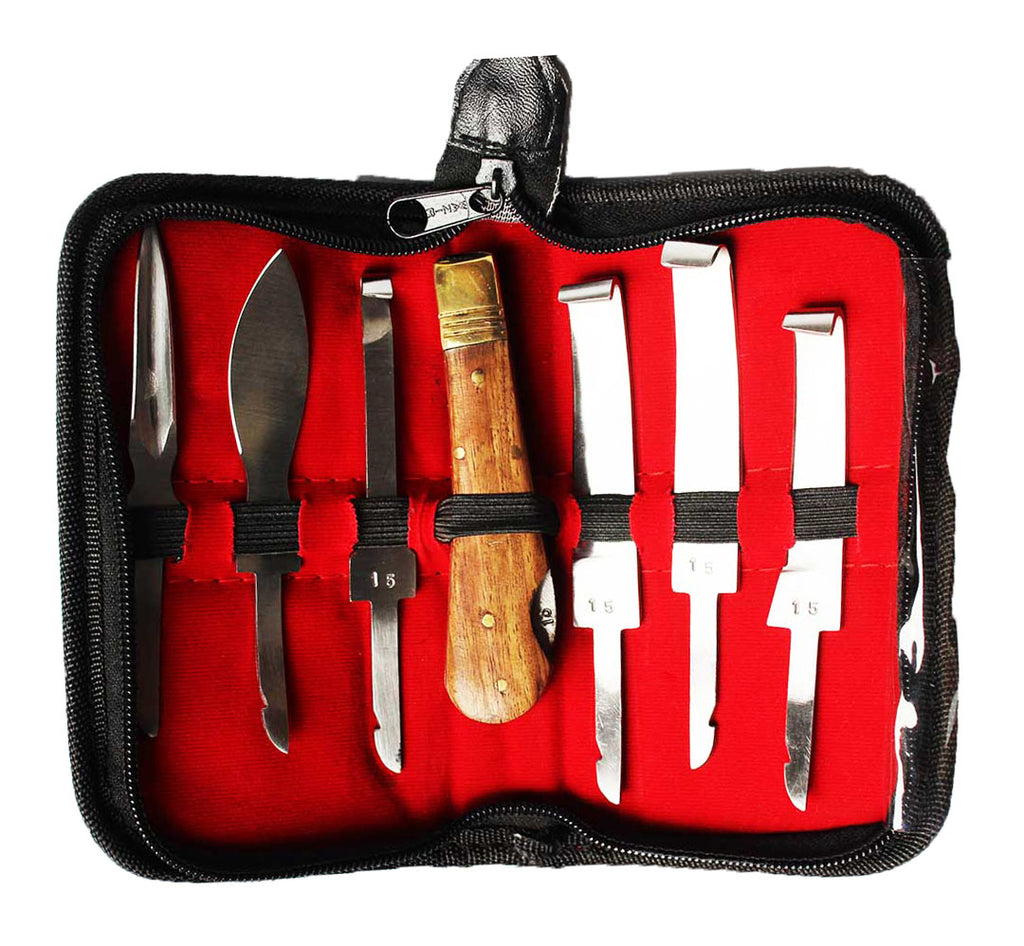 Horse Farrier Tool Changeable 6-Piece Hoof Set w/ Wooden Handle 98495 ...